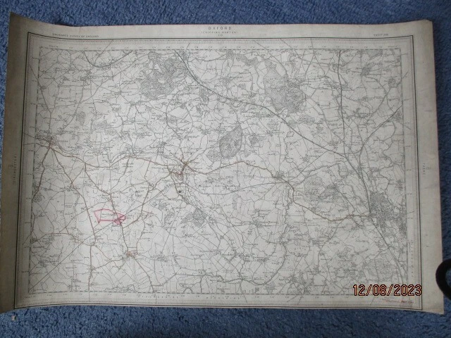 FIRST EDITION 1& OS Map - Oxford and area to west inc Witney-with roads ...
