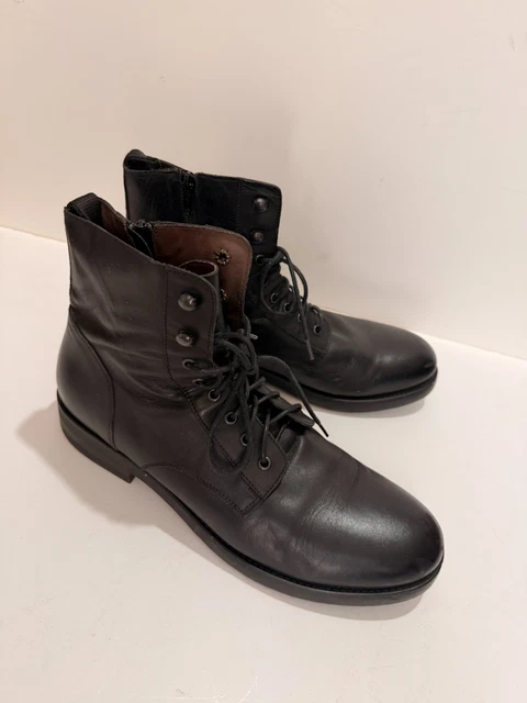 BOEMOS BLACK LACE-UP Boots, Genuine Leather, made in Italy Size 46 £44. ...