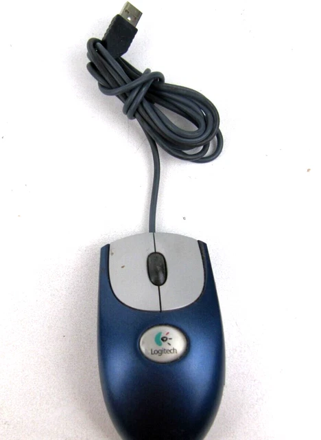 LOGITECH USB MOUSE Purple Optical Scrollwheel Scroll Wired Silver Retro ...