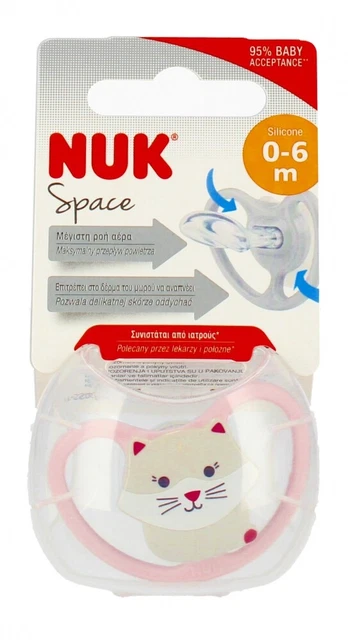 4008600440185 NUK SMOCZEK uspokajający silikonowy 0-6m Space Kot ...
