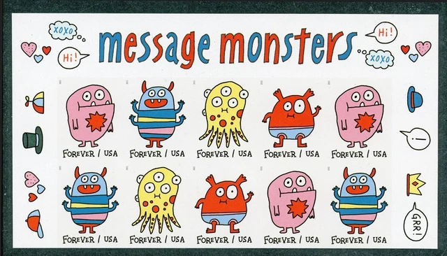 US SCOTT #5636-5639 Message Monsters NDC Top Block of 10 MNH ***FREE ...