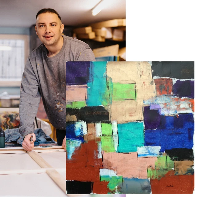 ORIGINAL KÜNSTLER GEMÄLDE Acryl Modern Bild Kunst Abstrakt XXL Malerei bunt gelb EUR 14,99 ...