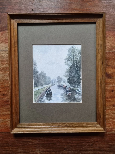 LEEDS LIVERPOOL CANAL Scene Narrowboats Original Watercolour painting ...