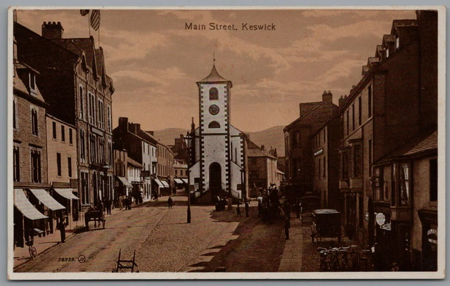 POSTCARD KESWICK MAIN Street Lake District Cumbria Unused Valentines ...