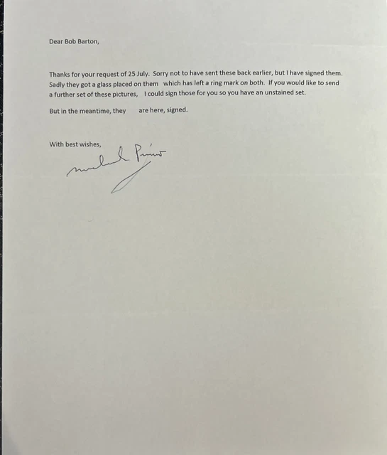 SIGNED MIKE PINNER 1950s Manchester United Signature Letter Poster ...