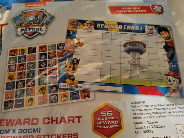 PAW PATROL REWARD Chart With Stickers £5.00 - PicClick UK