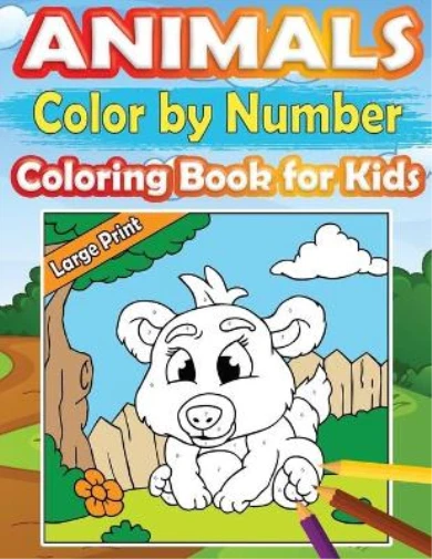 MINI COLORING ST Large Print Color by Number Animals Coloring Book for ...