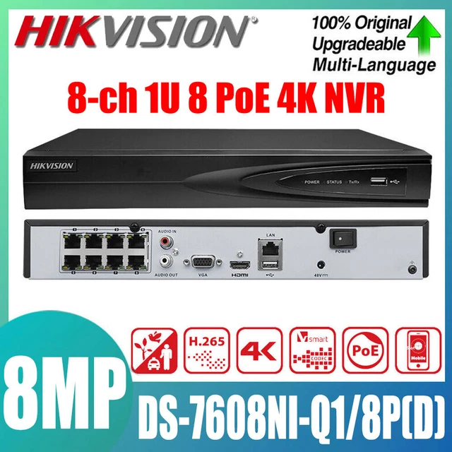 HIKVISION ORIGINAL DS-7608NI-Q1/8P(D) 8 CH 8 POE NVR 4K Network Video Recorder £144.79 - PicClick UK