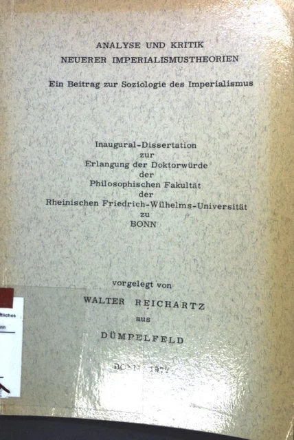ANALYSE UND KRITIK neuerer Imperialismustheorien: Ein Beitrag zur ...