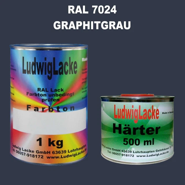 SET EN TEINTE RAL 7024 Satiné 1Kg De Peinture Acrylique +500Ml ...