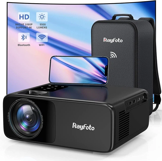 RAYFOTO RD-881 FULL HD 9500L Wi-Fi/Bluetooth Mini Projector In Black ...