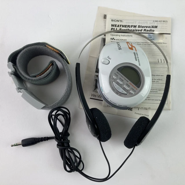 SONY SRF-M85W AM/FM S2 Sports Radio Walkman w/ Belt Clip & MDR-006 ...