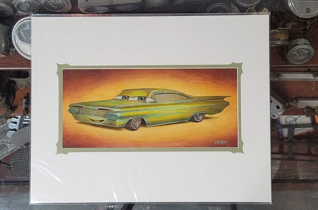 RARE KEITH WEESNER Pixar CARS Movie RAMONE Print 1959 Impala DisneyLand ...