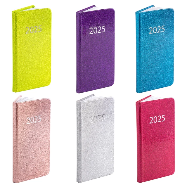 2025 DIARY SLIM Glitter Week to View Diaries Full Year Journal Calendar ...