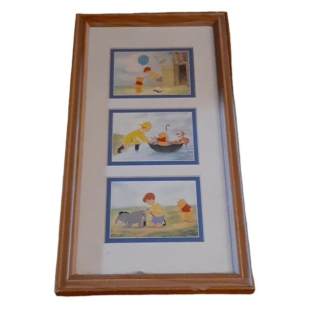 DISNEY ART WINNIE The Pooh Pooh Christopher Robin Rainy Day Wood Frame ...