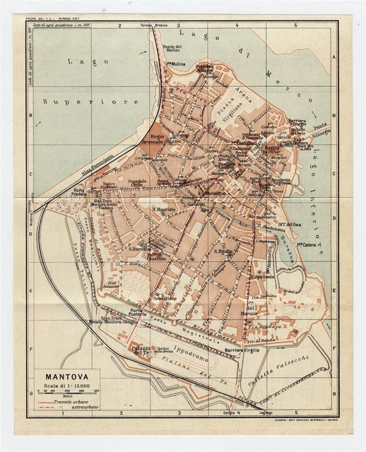 1927 ORIGINAL VINTAGE City Map Of Mantua Mantova / Lombardy / Italy £16 ...