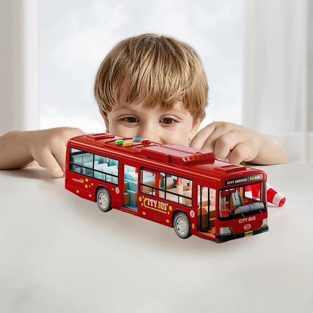 ELECTRIC CITY BUS Toy Openable Door School Bus Toy for Boys Girls (Red ...
