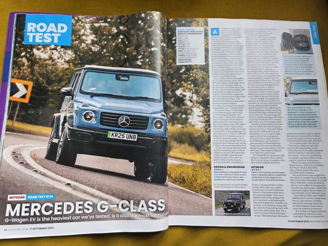 AUTOCAR 17/9/2025 FEATURING Mercedes G580 EQ,Nissan Micra,Ferrari ...