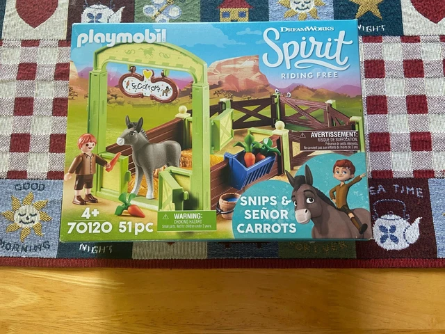 PLAYMOBIL #70120 SPIRIT Riding Free Snips & Senor Carrots Horse Stall ...