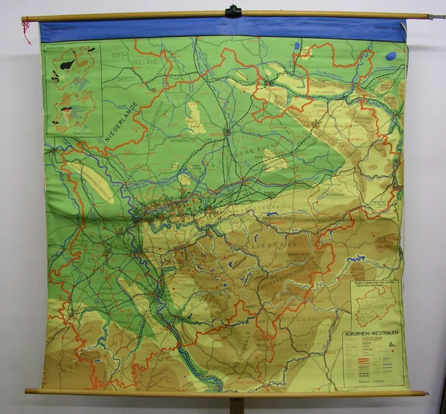 SCHOOL WALL MAP wall map rolling map map North Rhine-Westphalia NRW ...