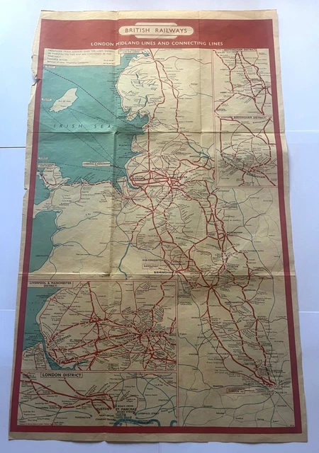 1960 BRITISH RAIL London Midland Region Passenger Network Railway Map £ ...