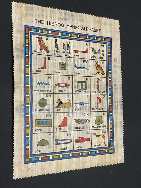 RARE AUTHENTIC HAND Painted Ancient Egyptian Papyrus-Alphabet ...