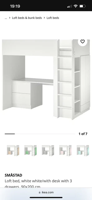 IKEA SMASTAD LOFT Bed/High Sleeper with Desk and Wardrobe. £99.00 - PicClick UK