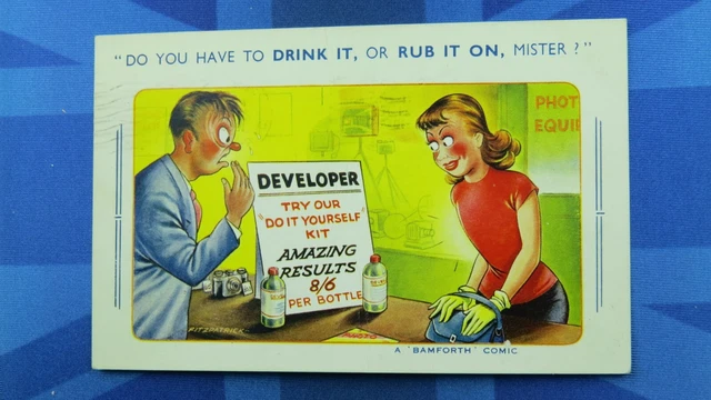 RISQUE BAMFORTH COMIC Postcard 1959 Boobs Developer Photography Studio ...