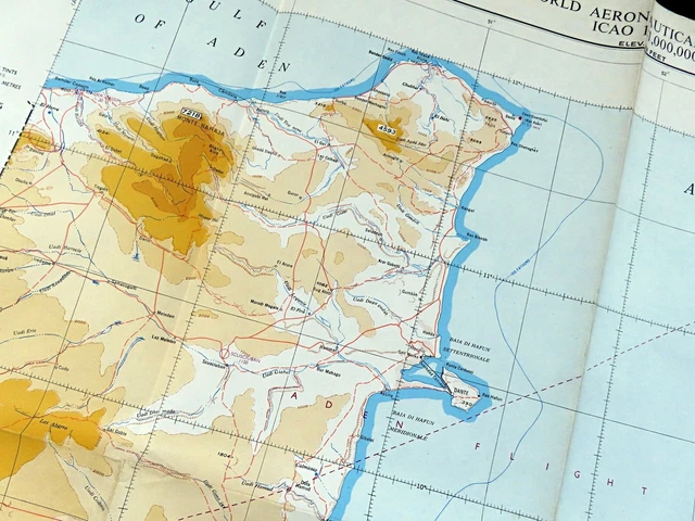 MAP OF ITALIAN Somaliland Cape Guardafui Somalia Africa Vintage ICAO ...