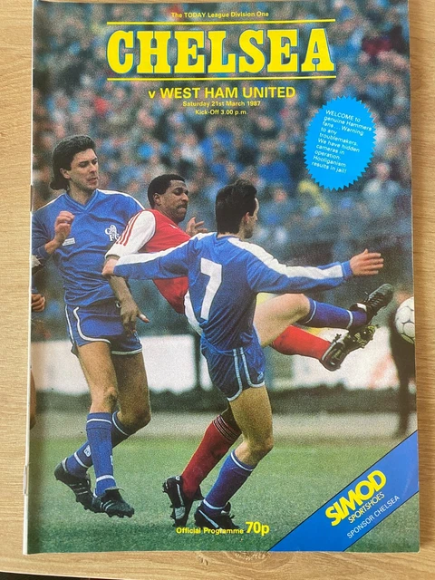 CHELSEA V WEST Ham Utd football programme 21st March 1987 £1.17 ...
