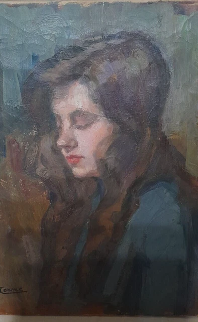 PORTRAIT D'UNE JEUNE Femme Des Annees 1920 Huile Sur Toile EUR 120,00 - PicClick FR