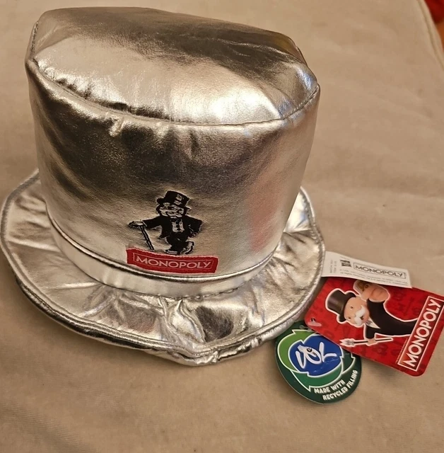 OFFICIAL MONOPOLY TOP Hat Silver Plush Toy - 12cm (H) x 20cm (D) x 18cm ...