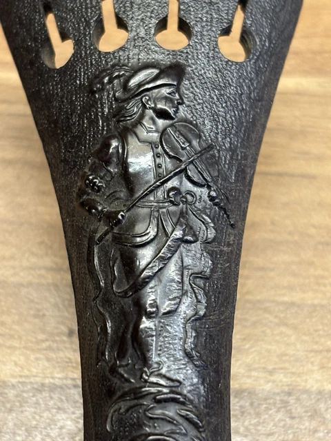 ANTIQUE VIOLIN TAILPIECE with Decorative Musician player detailed top £ ...
