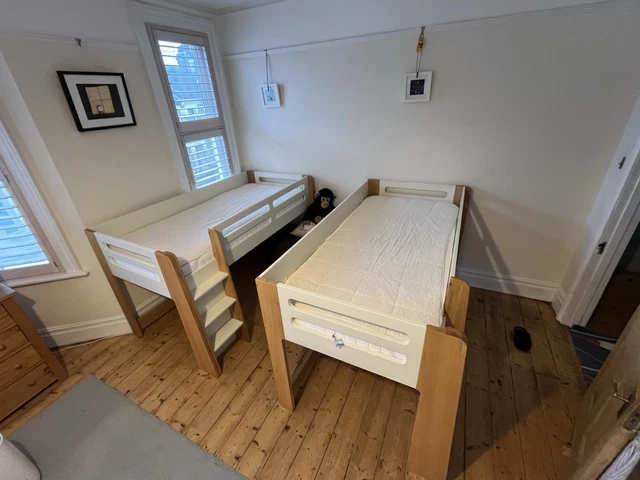 FEATHER AND BLACK Cabin Bed. Solid Wood Ladder. Cream and Oak. Strong £ ...
