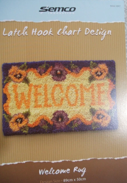 WELCOME PANSIES RUG latch hook chart design 89x 50 cms $10.50 - PicClick AU