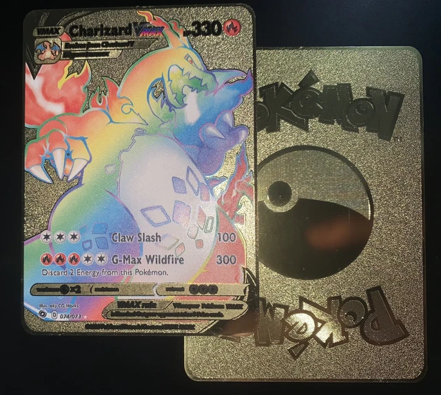 CHARIZARD RAINBOW VMAX 074/073 Gold Metal Custom Pokemon Card EUR 11,19 ...