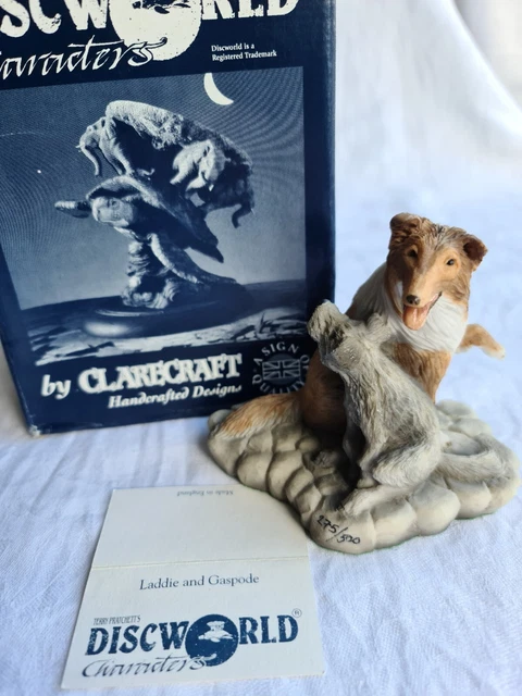 COLLECTABLE CLARECRAFT DISCWORLD Figure, DWE16 Laddie & Gaspode, ltd ed ...