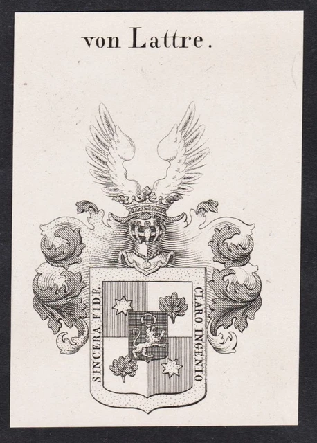 LATTRE WAPPEN COAT of arms Heraldik Kupferstich heraldry 1820 EUR 11,99 ...