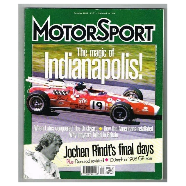 MOTORSPORT MAGAZINE OCTOBER 2000 mbox675 Magic of Indianapolis! £5.95 ...