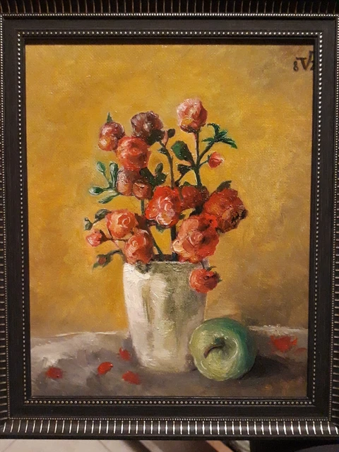 QUADRO ANTICO DIPINTO OLIO SU TELA vaso di rose rosse natura morta ... QUADRO ANTICO DIPINTO OLIO SU TELA vaso di rose rosse natura morta ...