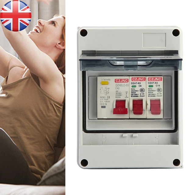 2 WAY GARAGE Shed Camper Van Caravan Consumer Unit Fuses Box with RCD ...