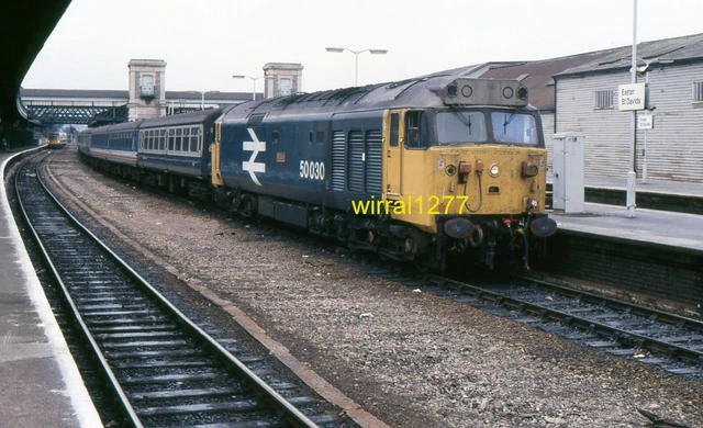 ORIGINAL RAILWAY SLIDE Class 50 50030 at Exeter St Davids 09.87 £5.00 ...
