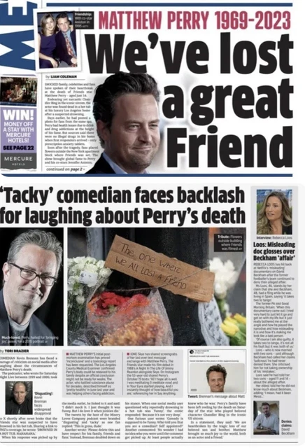 MATTHEW PERRY RIP Death Tribute Chandler Friends Picture UK News ...