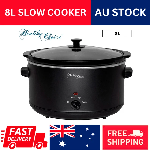 HEALTHY CHOICE 8L Slow Cooker Black 300W Non Stick Large Capacity ...