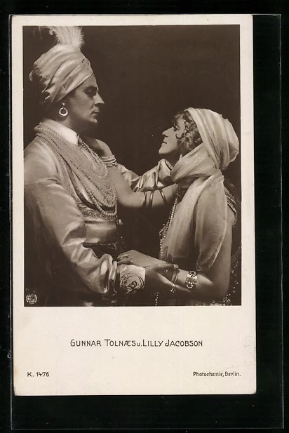 CARTOLINA ATTRICE LILLY Jacobson e attore Gunnar Tolnaes in orientale ...