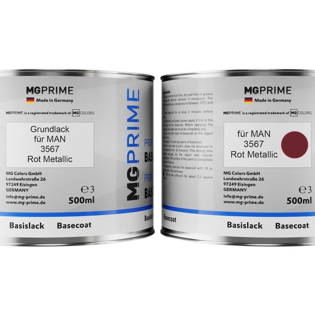 AUTOLACK SET DOSE spritzfertig für MAN 3567 Rot Metallic Grund Basislack 1,0L EUR 54,90 ...