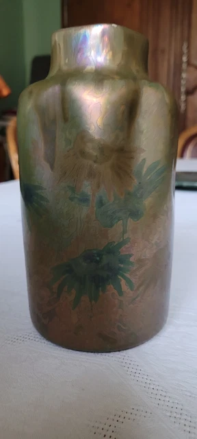 BEAU VASE FAÏENCE décor aquatique japonisant Clément Massier MCM Golfe ...