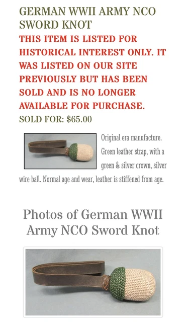 ORIGINAL GERMAN WWII Army Nco Sword Knot - Germany World War 2 £63.09 ...