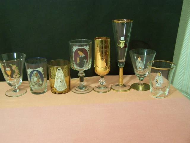 LOT DE VERRES ancien de souvenir de communion,divers époque EUR 30,00 - PicClick FR