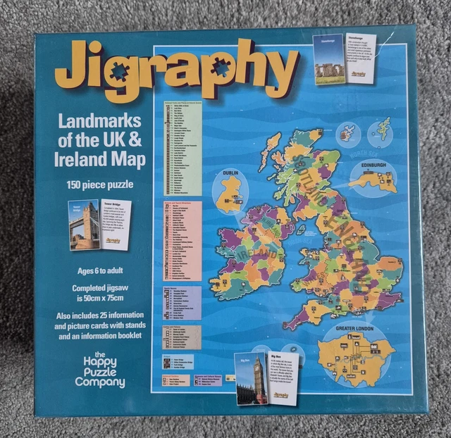 JIGRAPHY LANDMARKS OF the UK & IRELAND Map 150 piece PUZZLE, NEW ...